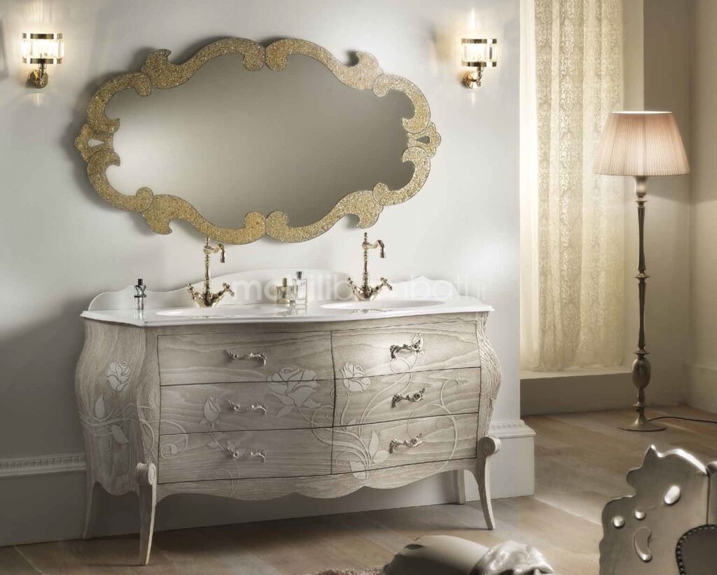 Baroque style vanity unit with bas-relief