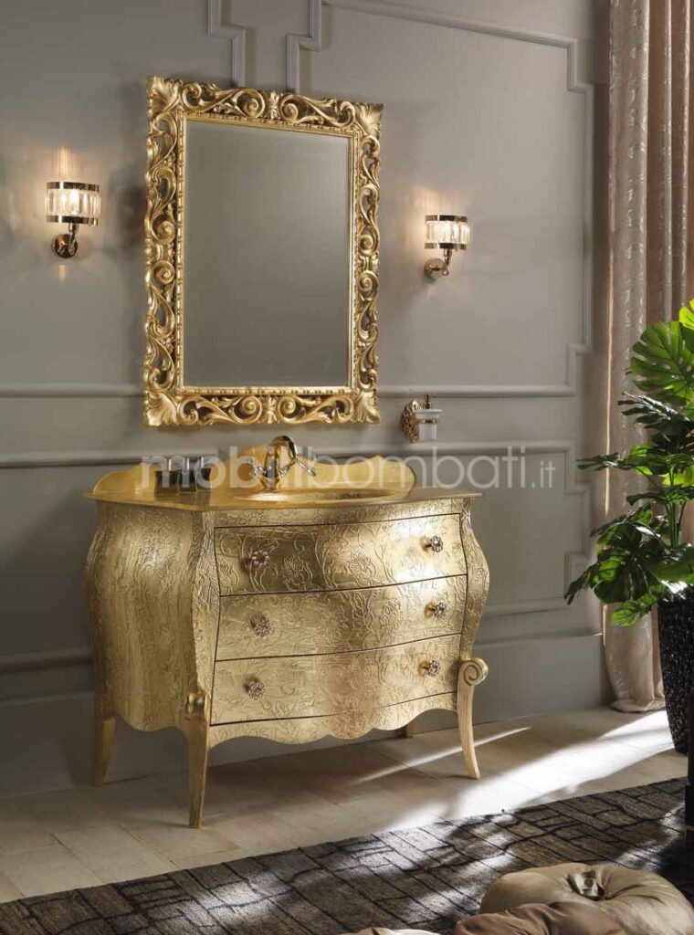Baroque style vanity unit with bas-relief